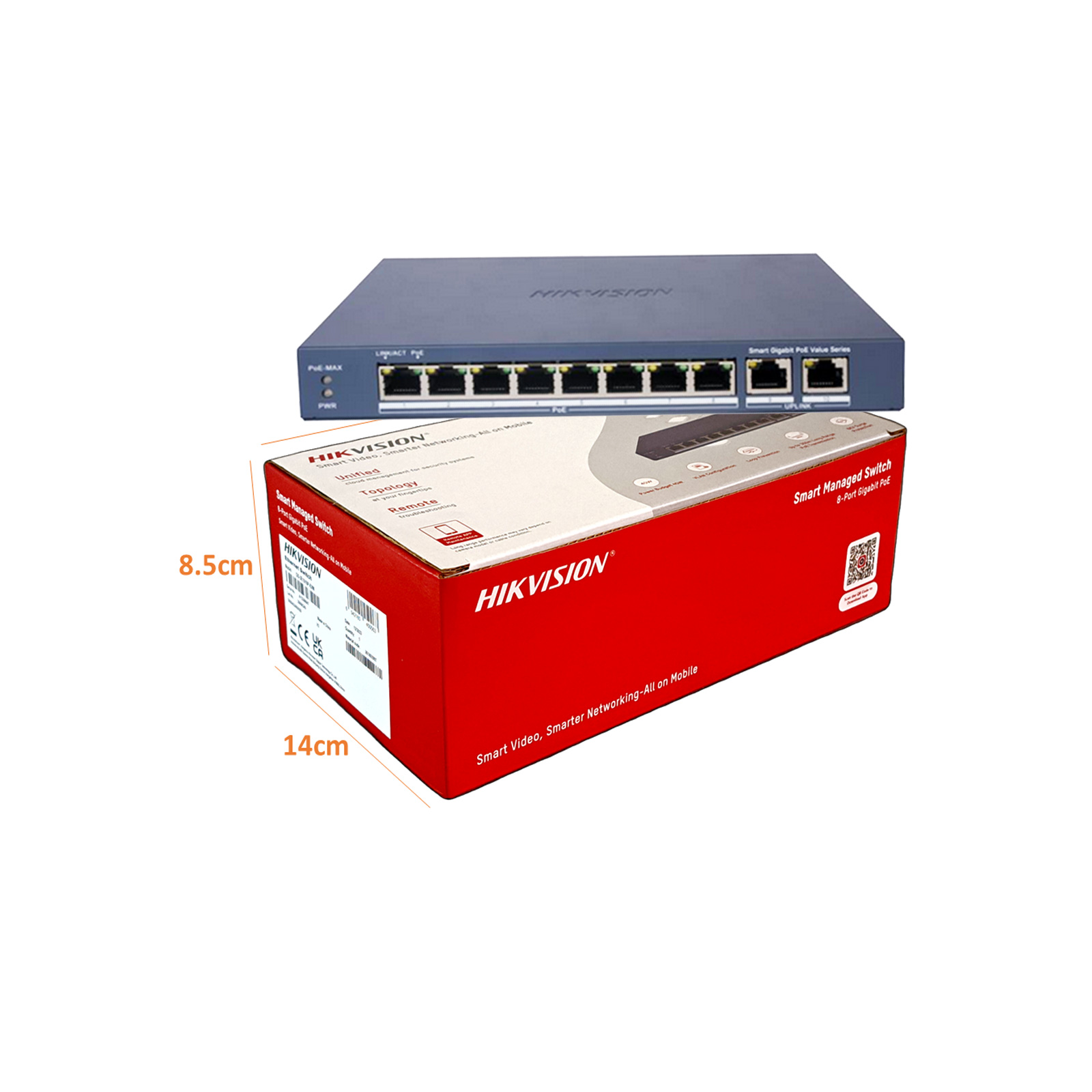 SWITCH 8 PUERTOS POE MAS 2 GIGABIT Hikvision - Rosarioseguridad.com.ar