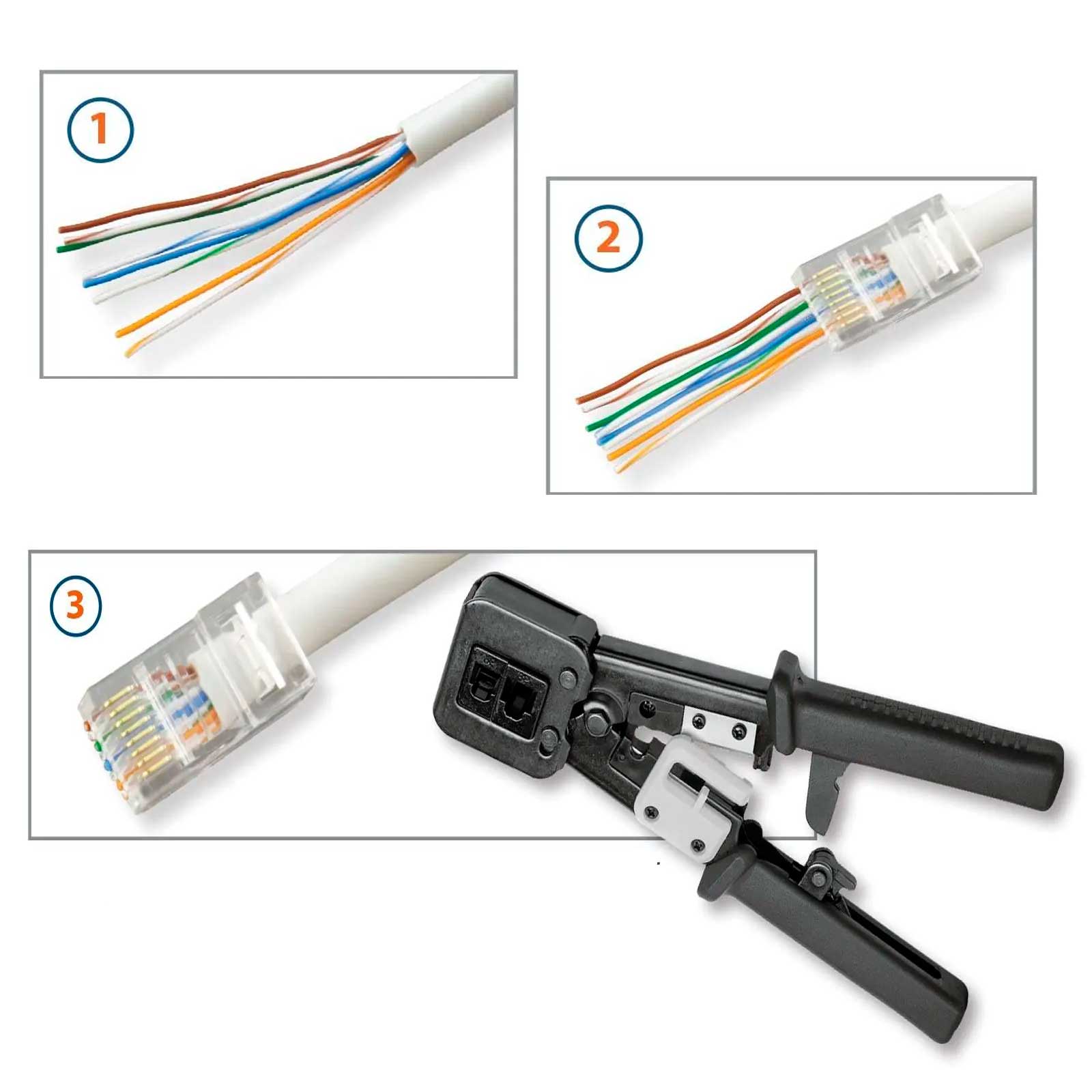 PACK FICHA RJ45 PARA CRIMPEAR TIPO RAPIDFIT X10 U PASANTE Guard ...