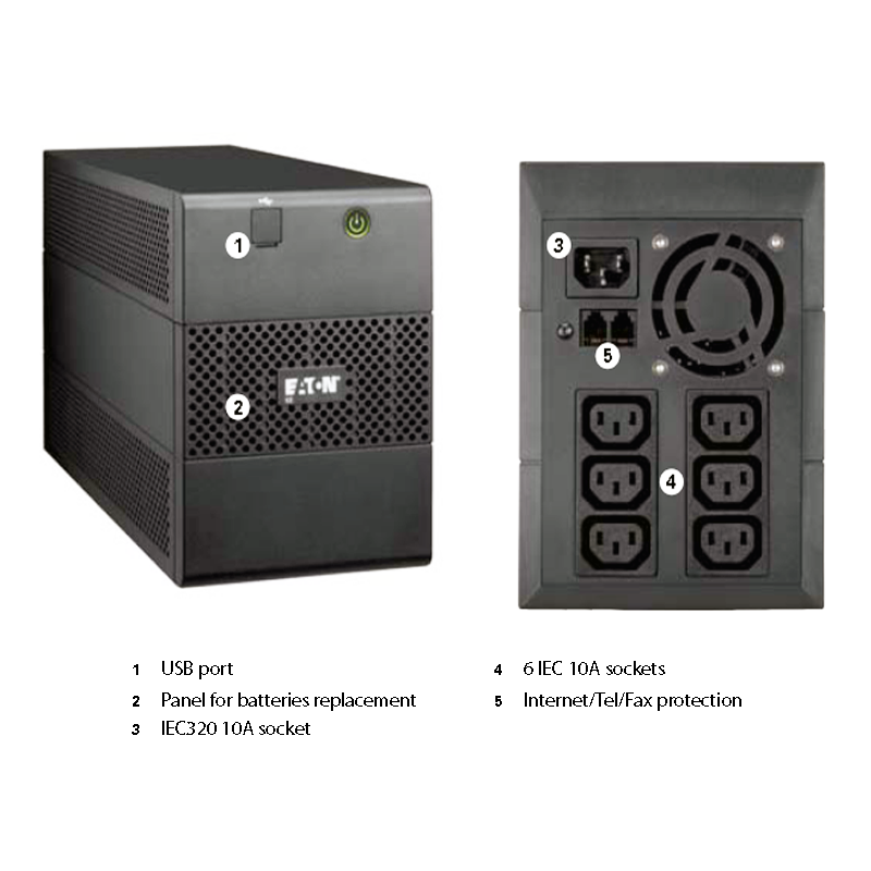 UPS EATON 5E INTERACTIVA 1100 VA Guard - Rosarioseguridad.com.ar
