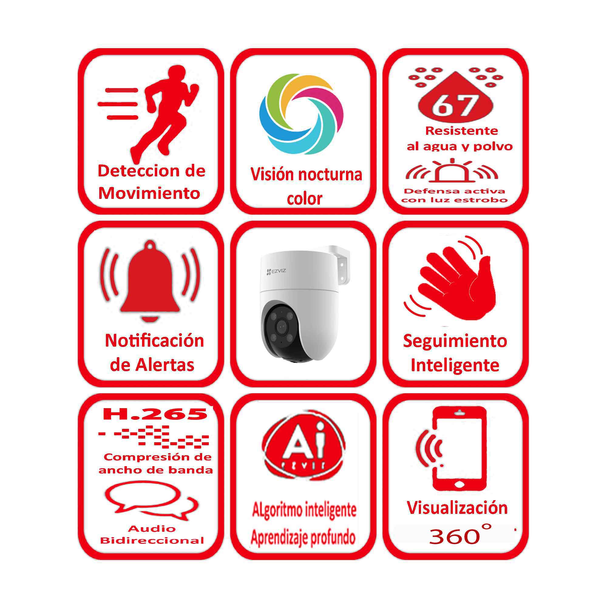 CAMARA EZVIZ IP WIFI - DOMO EXT H8C EZVIZ - Rosarioseguridad.com.ar CAMARA EZVIZ IP WIFI - DOMO EXT H8C EZVIZ - Rosarioseguridad.com.ar