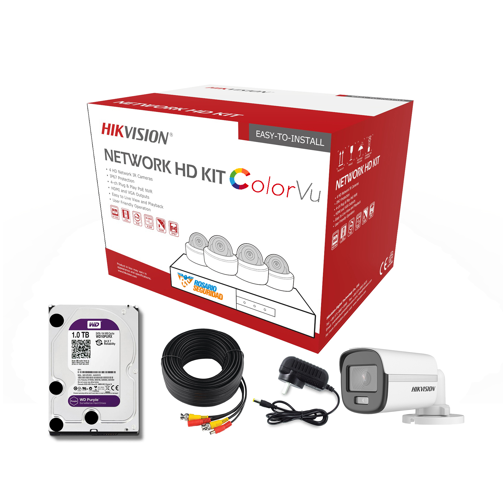 PACK HIKVISION COLORVU DVR 8CH + 4 CAMARAS - Rosarioseguridad.com.ar